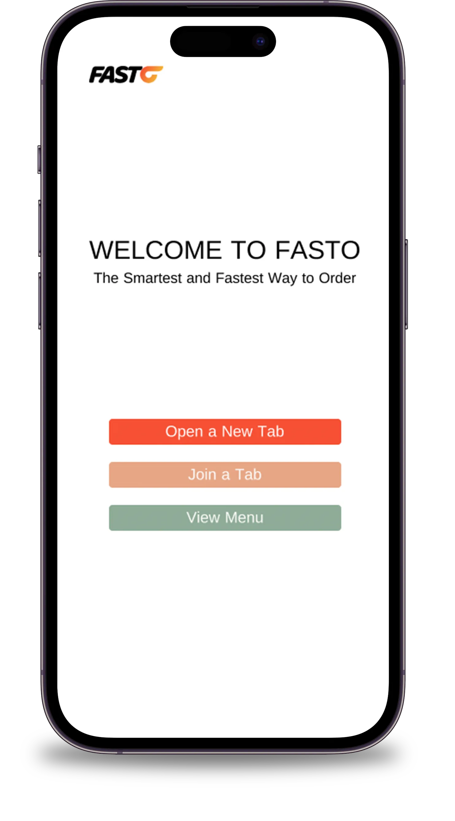 Fasto App for clients, homepage